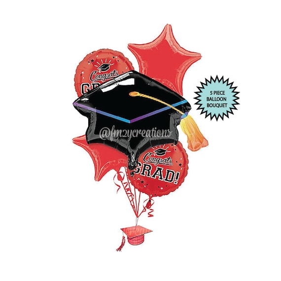 RED GRADUATION BALLOONS | 2023 Graduation Balloon Bouquet | Red ...