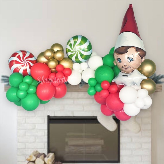 Elf Christmas Balloon Garland | Elf on the Shelf Christmas Party ...