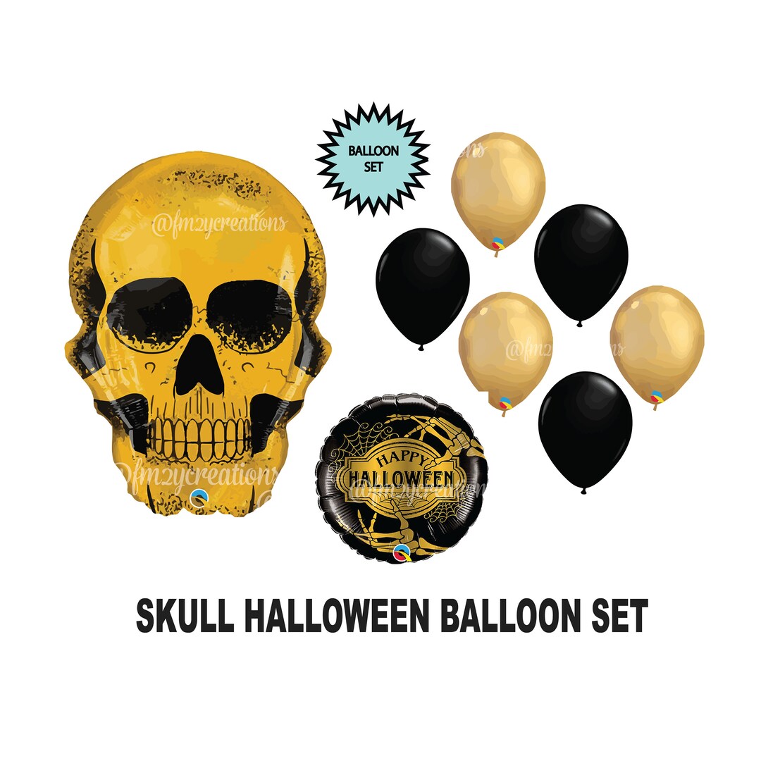 Halloween SKULL Balloon Set, Halloween Balloons, Skull Halloween ...