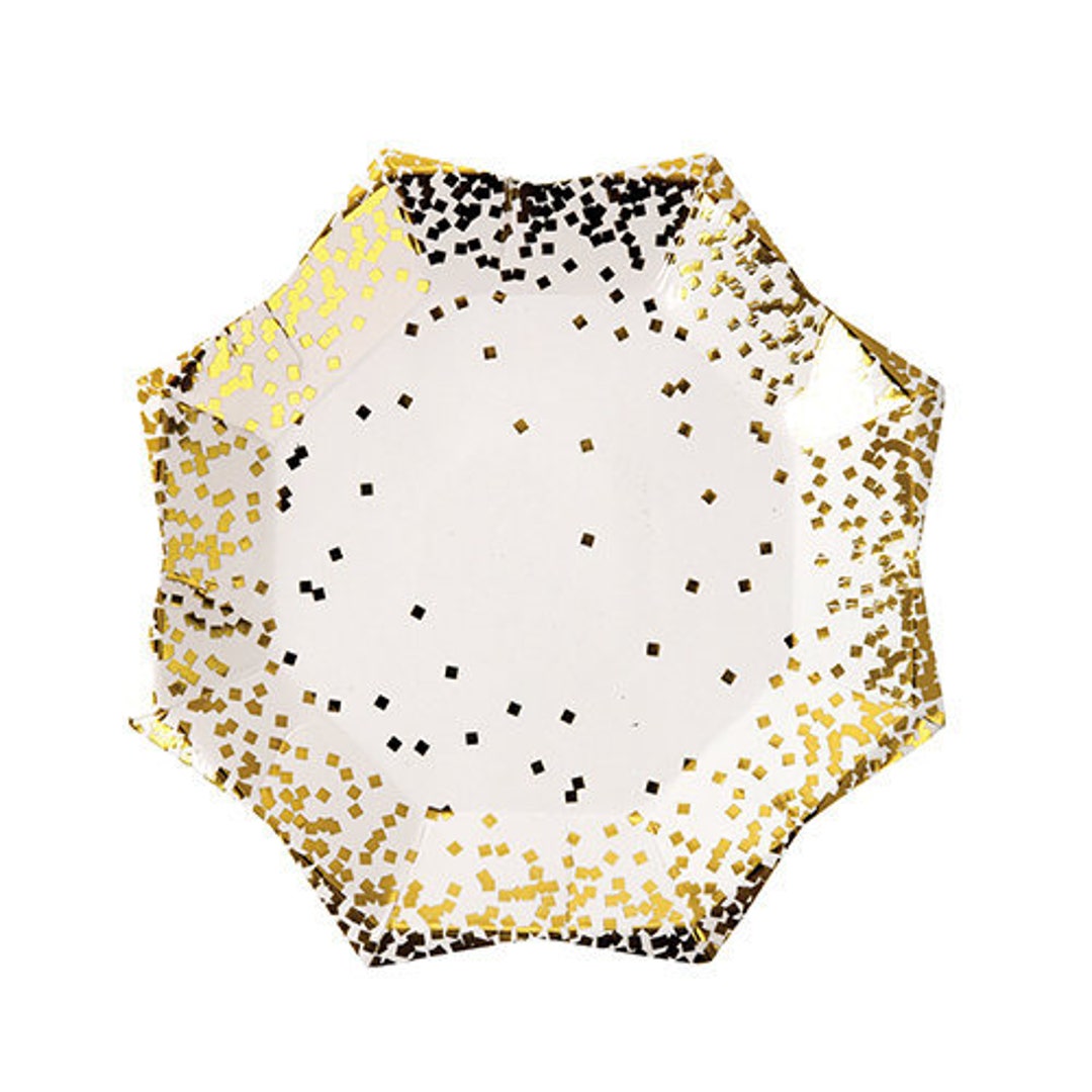 Gold Plates LARGE Gold Confetti Plates Gold Party 50th Birthday Gold ...