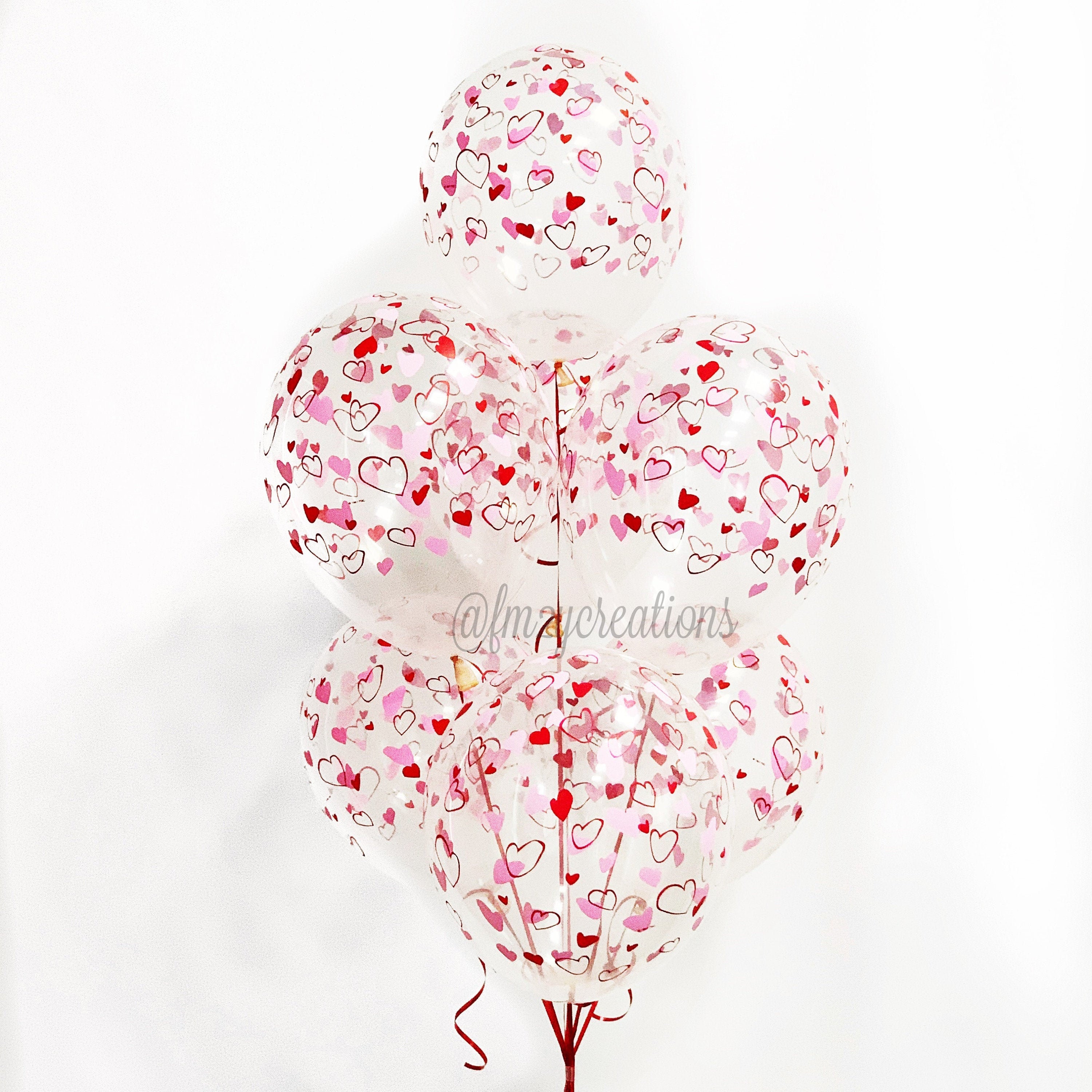 HEART BALLOONS Clear Heart Balloons Pink Valentine | Etsy