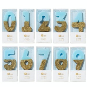 Number SEVEN Blue Candle 7TH Blue Birthday Blue and Gold Girl Seventh ...