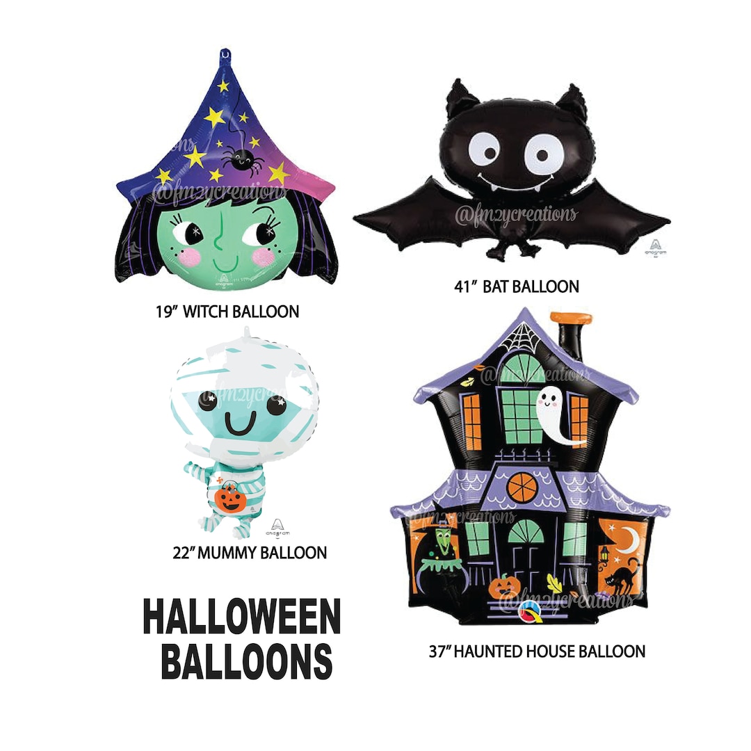 Halloween Party Balloons | WITCH Balloon | Haunted House Balloon | Bat ...