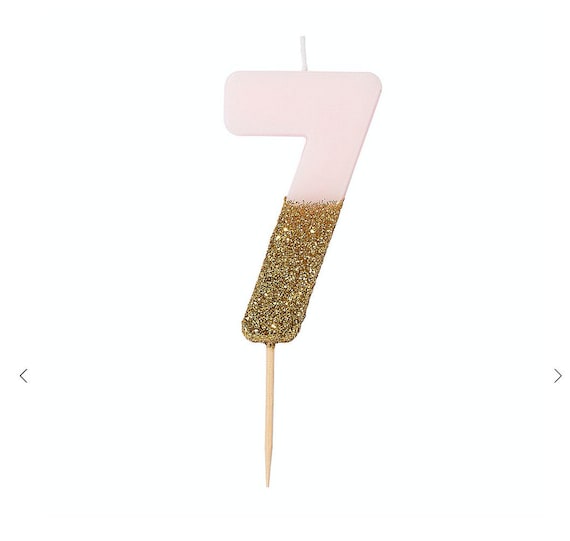 Number SEVEN Pink Candle | 7TH Pink Birthday | Pink and Gold | Girl ...