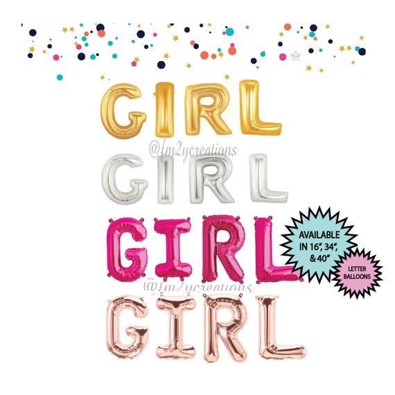 GIRL Letter Balloons | Girl Baby Shower | Its a Girl | GIRL Baby ...