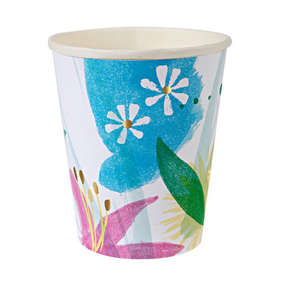 Floral Paper Cups Floral Baby Shower Floral Party Garden - Etsy