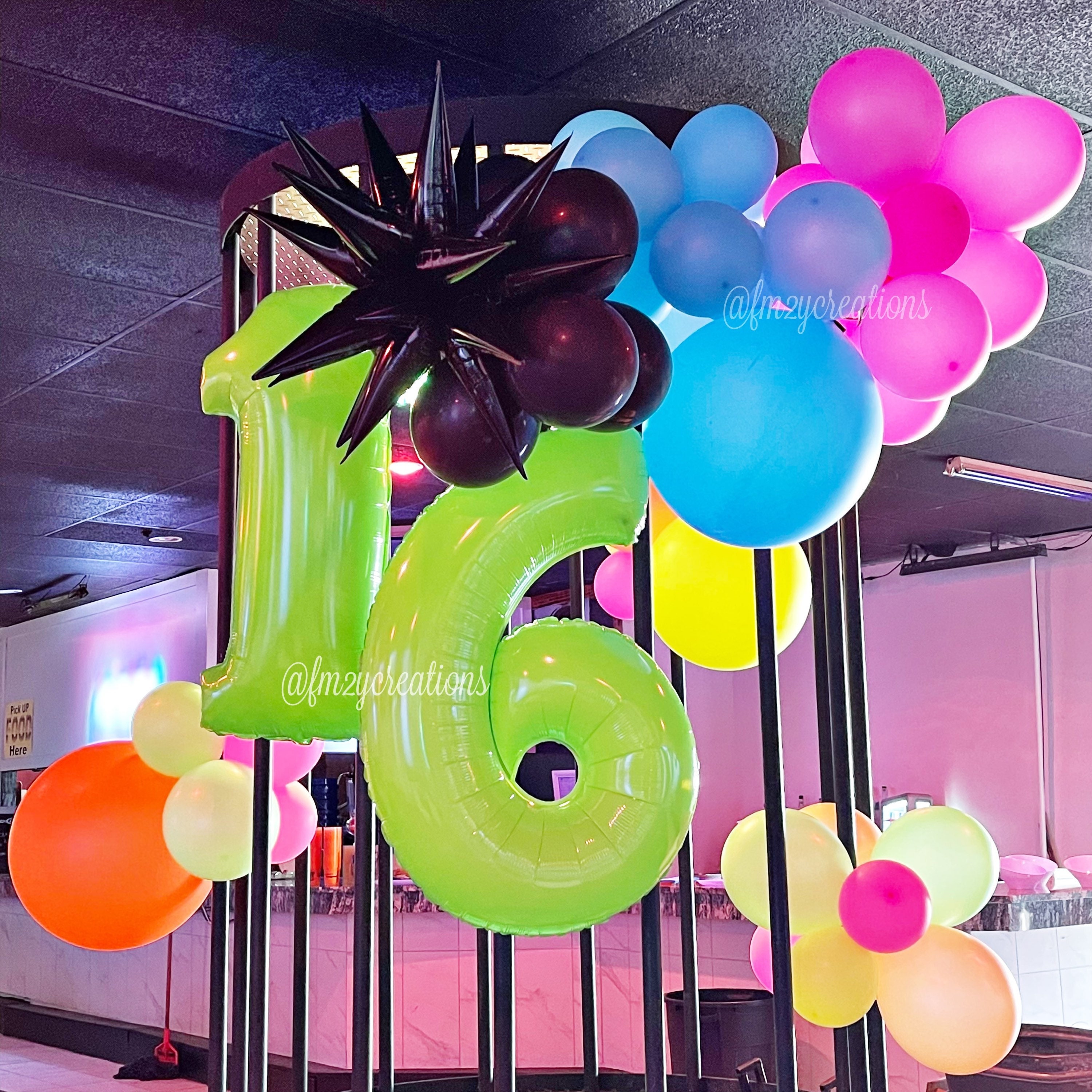Green Neon Number Balloon, Lime Green Neon Glow Party Number Balloon ...