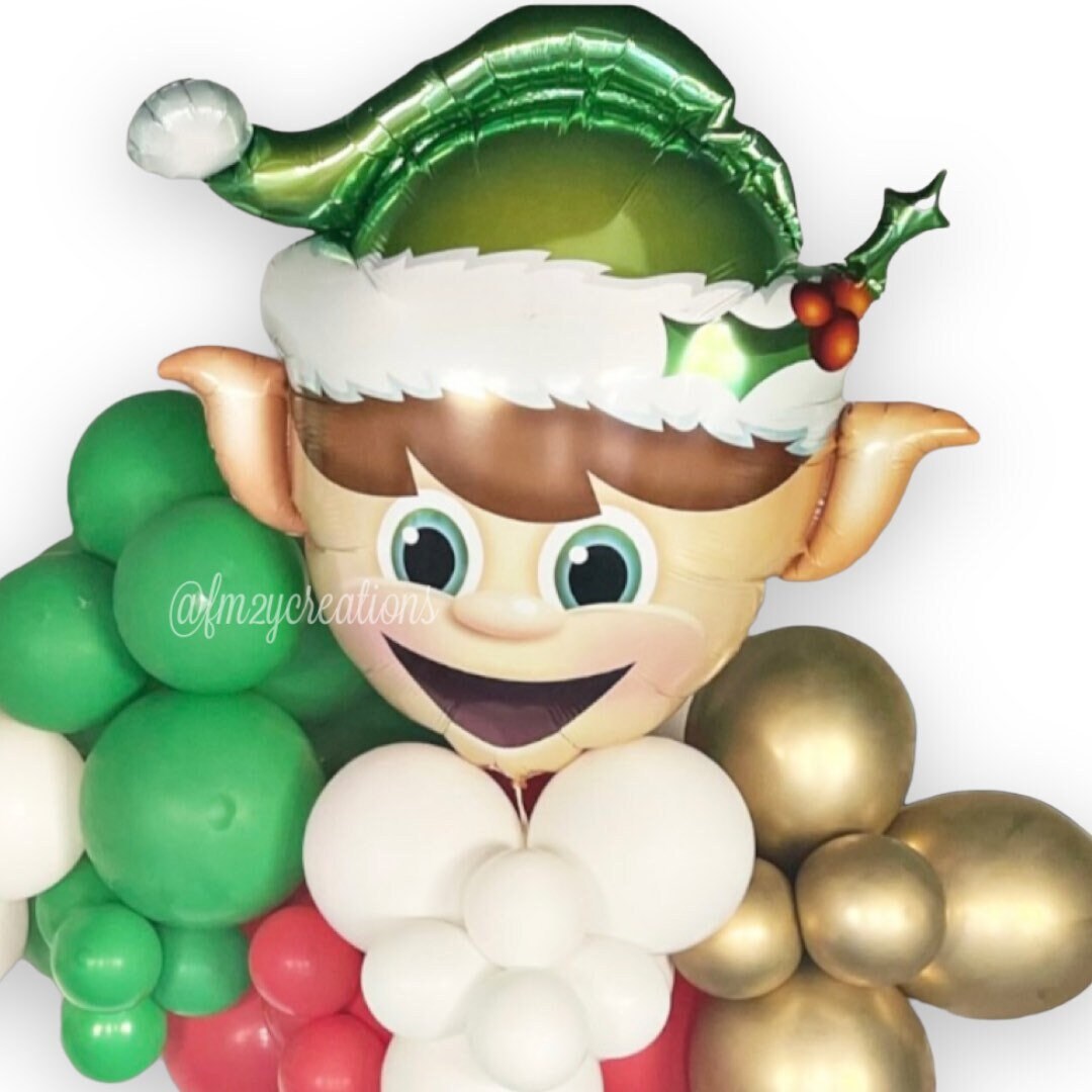 Elf Balloon Happy Elf Balloon Green Elf Balloon Red Christmas Elf ...