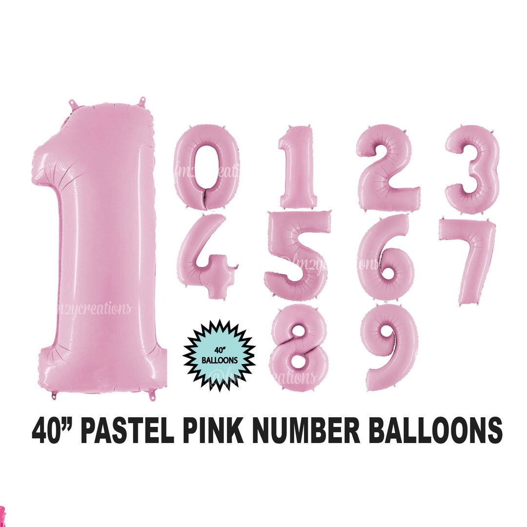 Pink NUMBER Balloons | Pastel Pink Number Balloon | 40