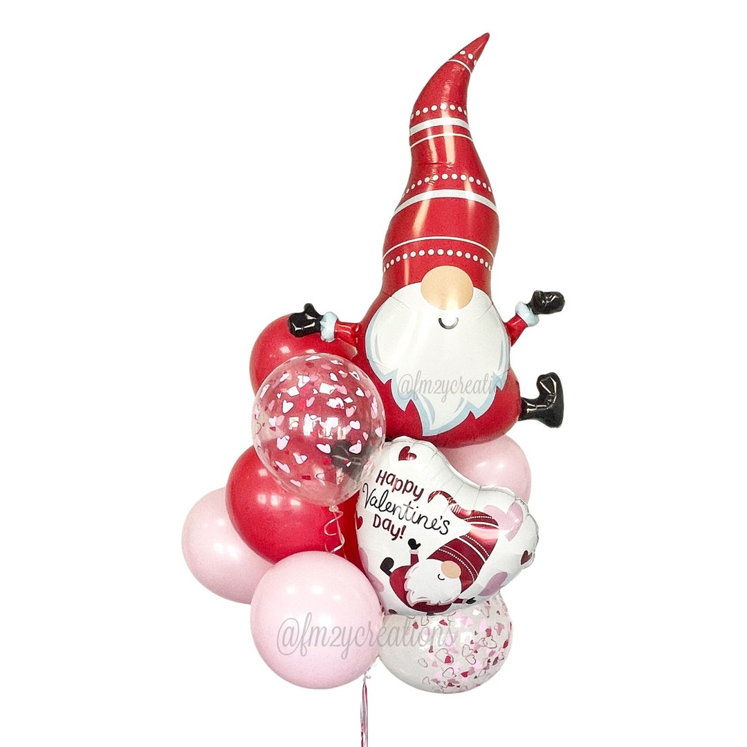 Valentine GNOME Balloons Gnome Balloon Heart Balloon GNOME Valentines Red Balloon Gnome Birthday ...
