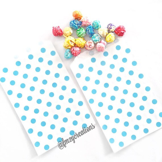 BLUE Favor Bag | Blue Party Favor Bags | Blue Polka Dot Favor Bags ...