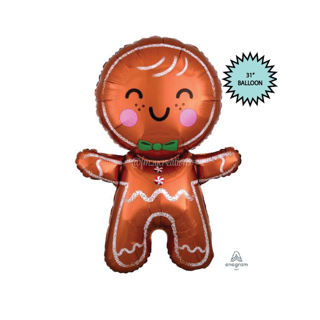 Gingerbread MAN Balloon 31” | Christmas Balloons | Gingerbread Balloon ...