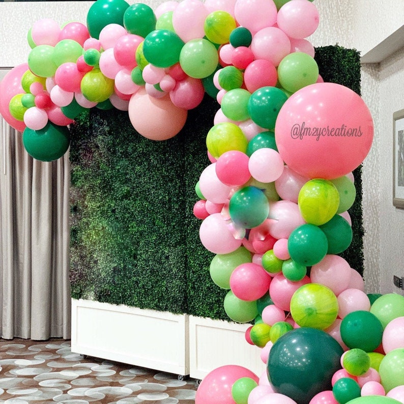 Pink and Green Balloon Garland DIY Pink Green Party Balloon | Etsy