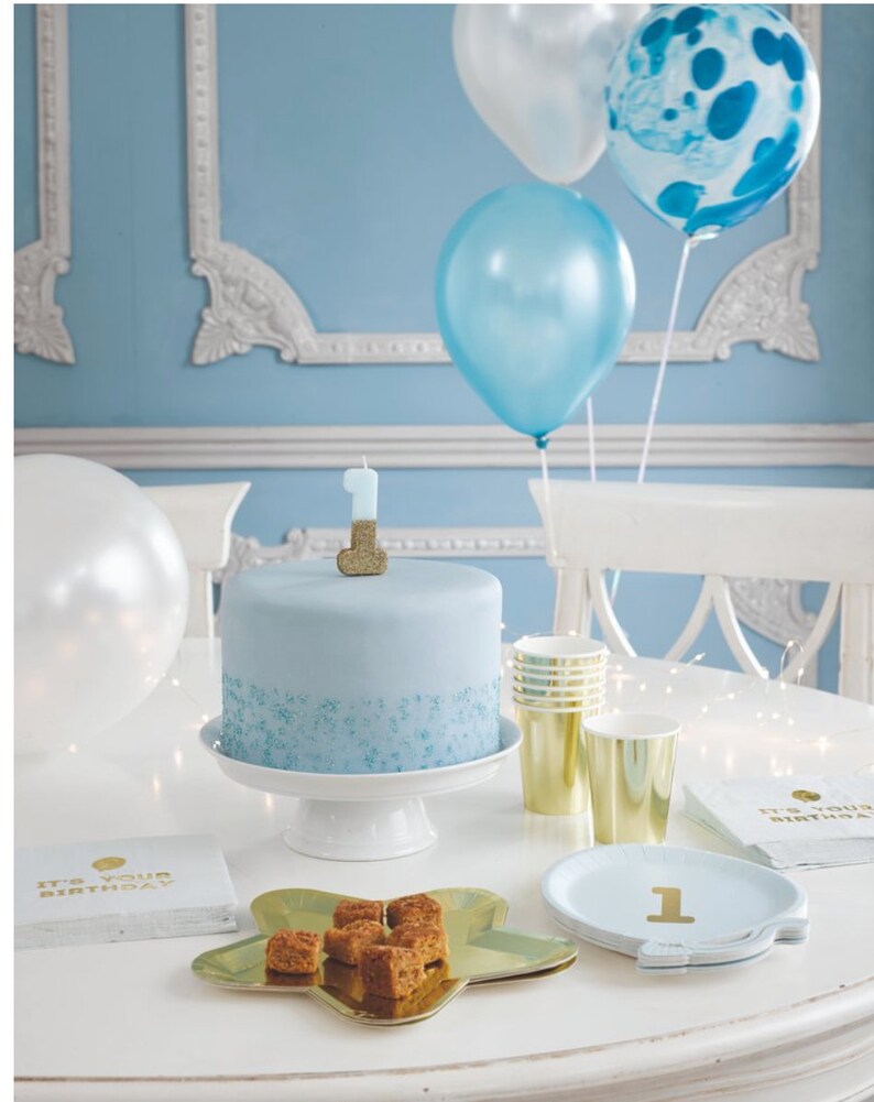 Number SEVEN Blue Candle 7TH Blue Birthday Blue and Gold - Etsy