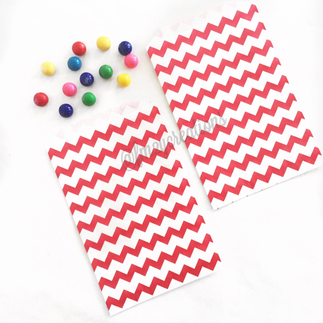 Red Party Favor Bags Chevron RED Paper Bags Chevron Party - Etsy