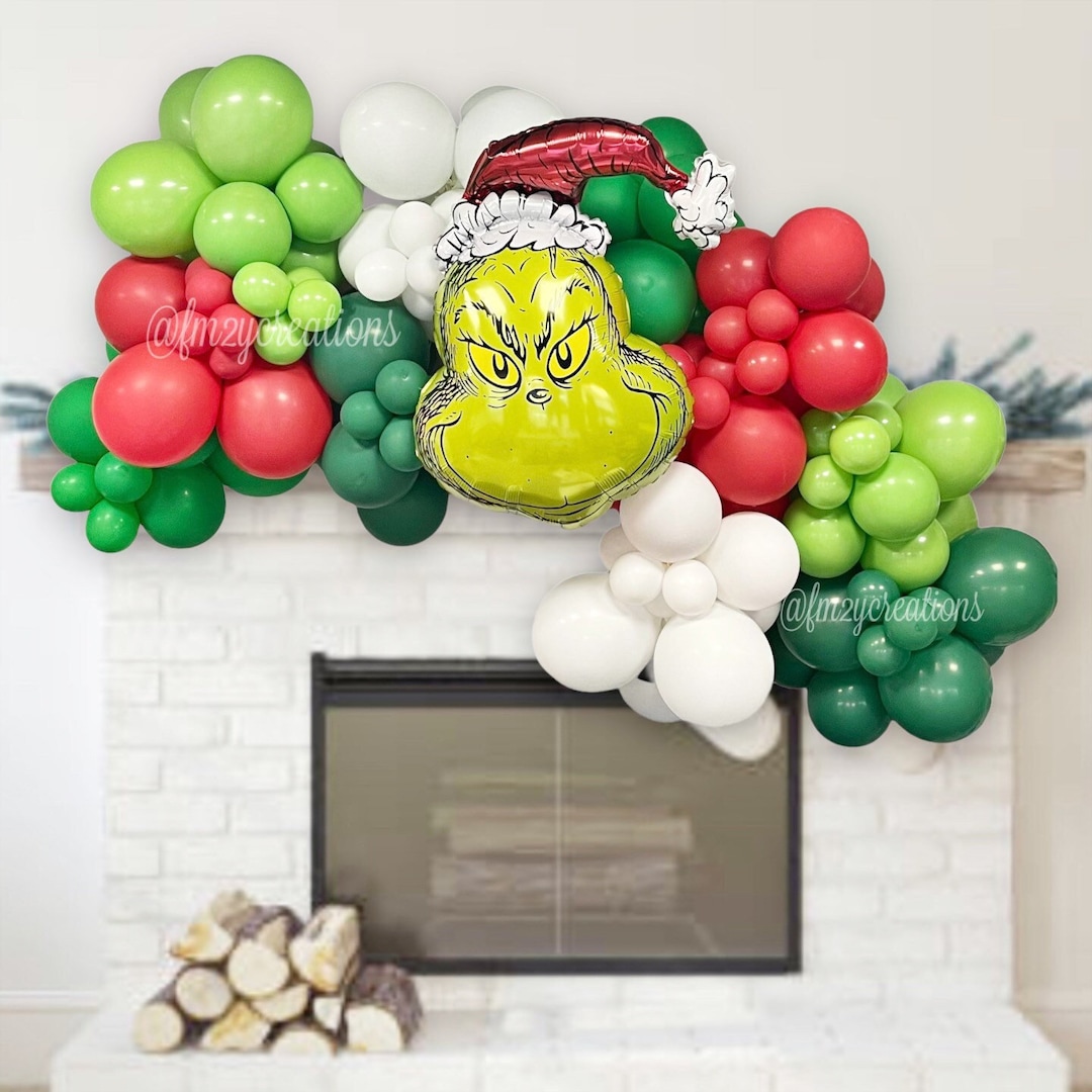 GRINCH Christmas Party | Grinchmas Balloon Garland | Christmas Grinch ...
