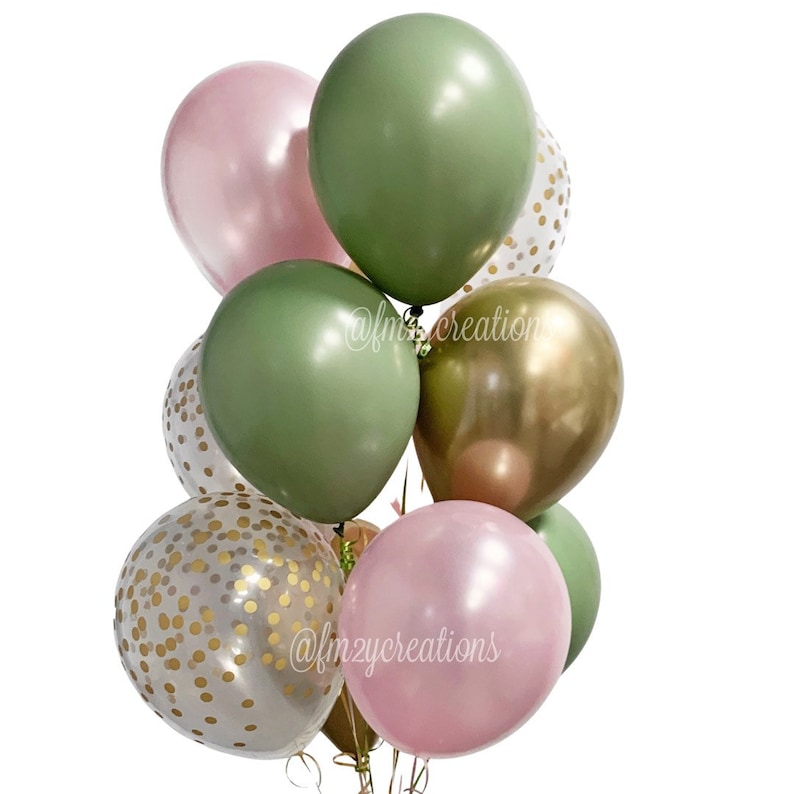 Pink and Green Balloons Sage Green Bridal Shower Pink - Etsy