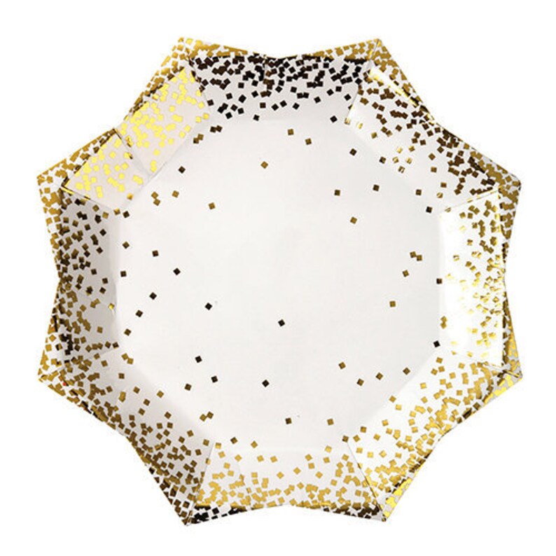 Gold Plates LARGE Gold Confetti Plates Gold Party 50th - Etsy