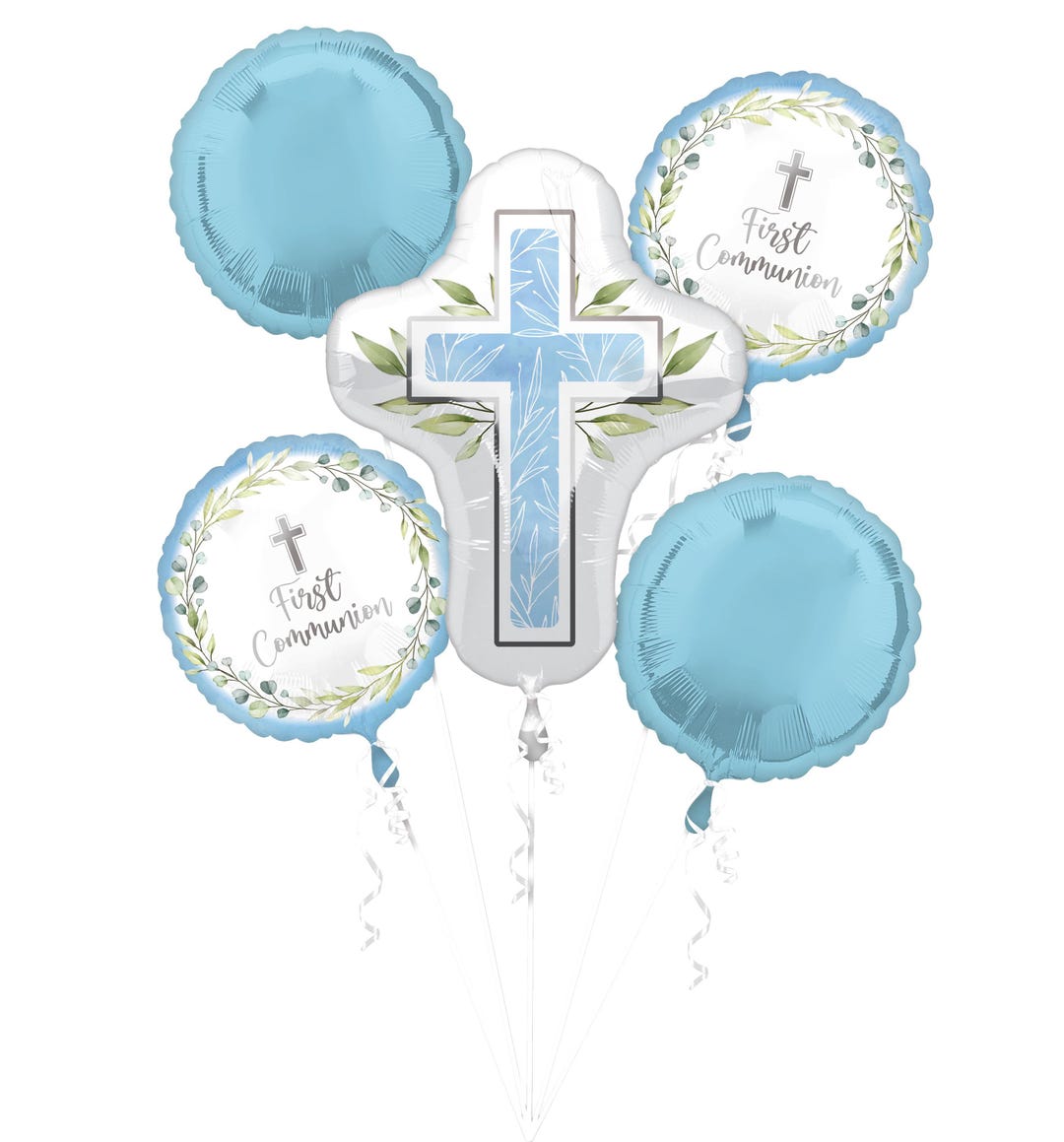Blue First Communion BALLOONS, Boy Communion Balloon Bouquet, Anagram ...