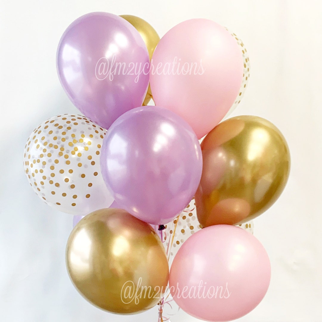 Lavender and Pink Balloon | Girl Baby Shower Decor | PURPLE PINK GOLD ...