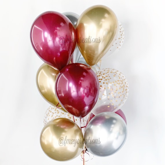 BURGUNDY Balloons Burgundy and Gold Wedding Balloons | Etsy