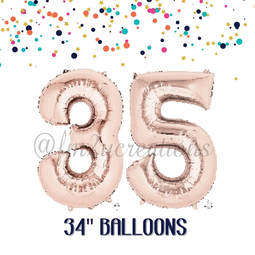 35th Birthday Party | ROSE GOLD Number Balloons | 35th Birthday Party ...