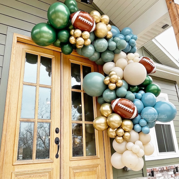 Football Birthday Football Balloon Garland BLUE GREEN DIY - Etsy