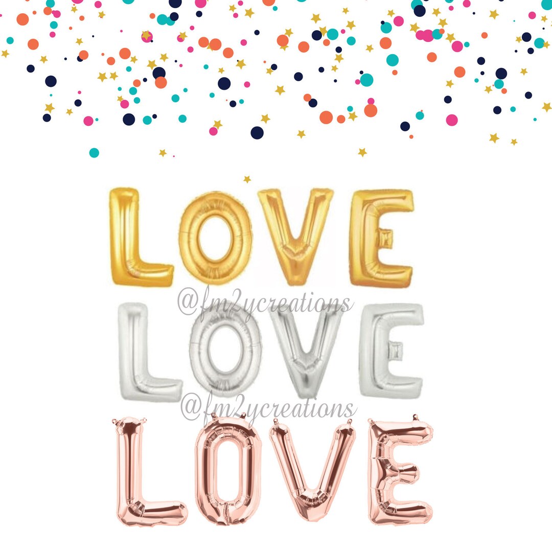 LOVE Letter Balloons | Gold Letter Balloon | Balloon Garland | Gold ...