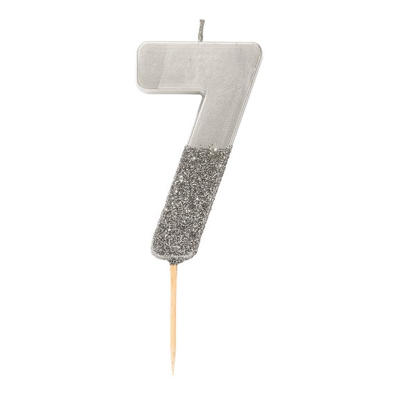 SILVER Number SEVEN Candle | Silver 70TH Birthday | Silver Candle | 7th ...