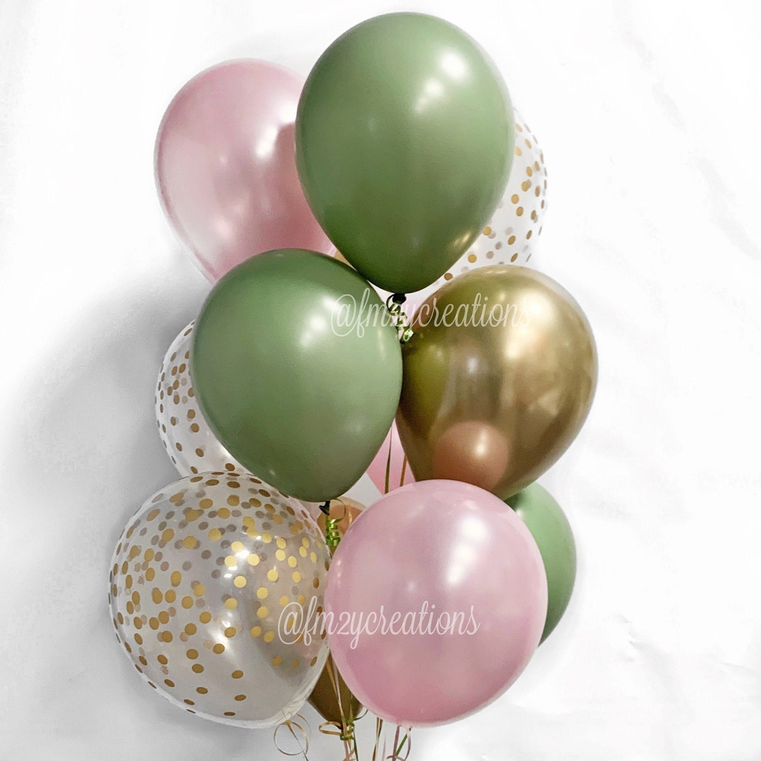 Pink and Green Balloons | Sage Green Bridal Shower | Pink Green and ...