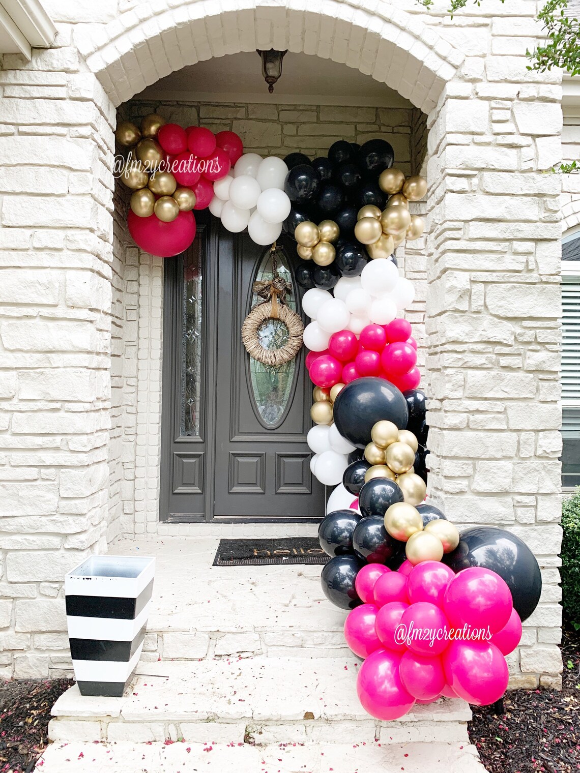 Hot PINK Black Gold Balloon Garland | Kate Spade Balloon Garland | Hot ...