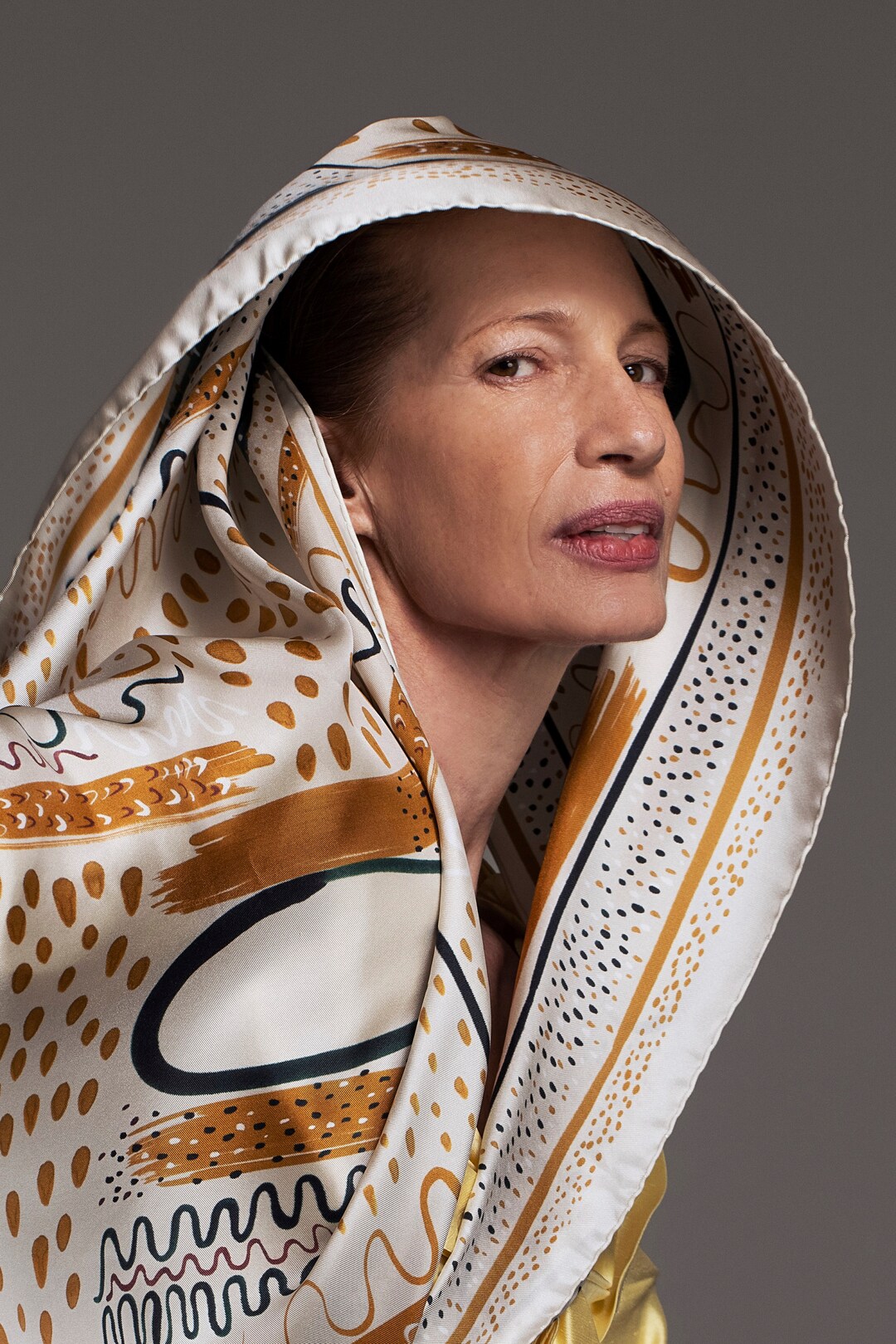 Printed Triangle Silk Scarf Made From Luxurious Italian Twill, Elegant ...