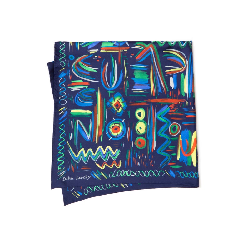 Blue Printed Square Silk Twill Scarf - Etsy