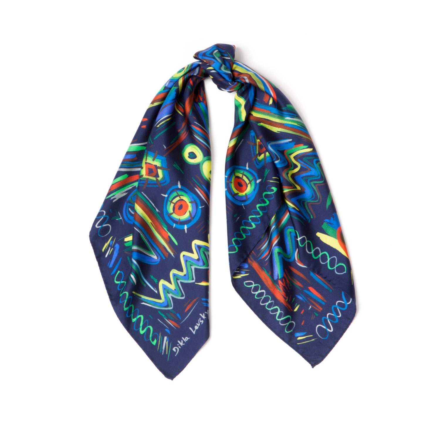 Blue Printed Square Silk Twill Scarf - Etsy