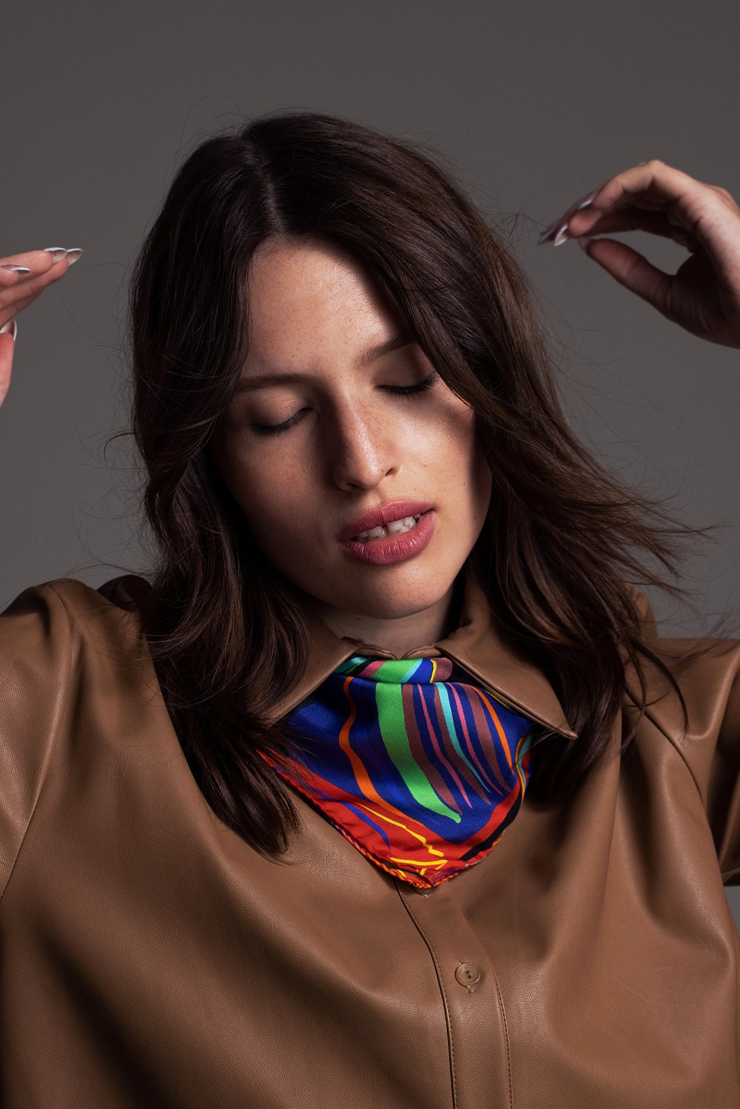 Printed Small Square Silk Scarf, Mini-sized Colorful Pocket Square ...