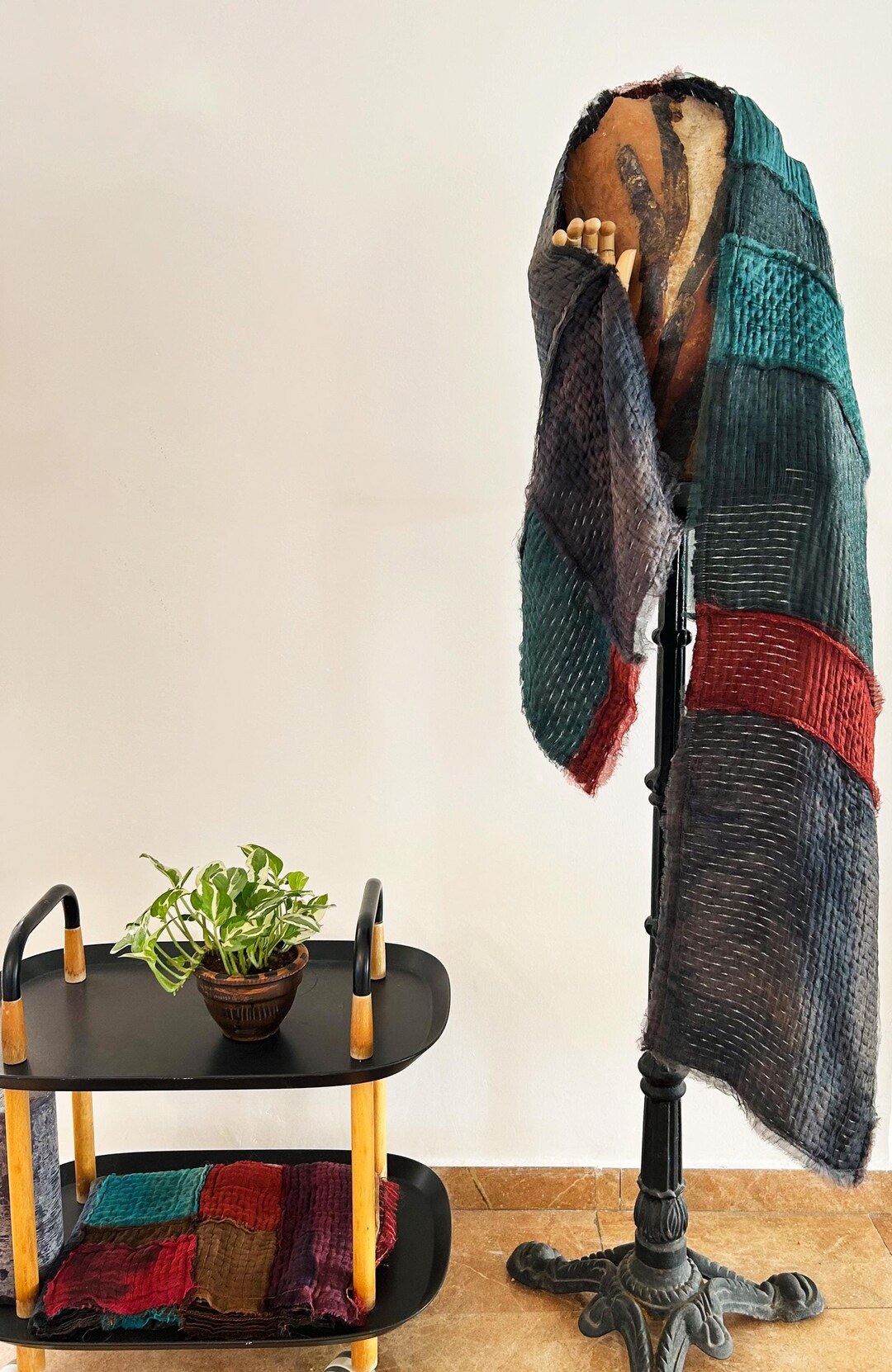 Boho Handmade Patchwork Shawl, Hand Dyed Multicolored Long Blanket ...