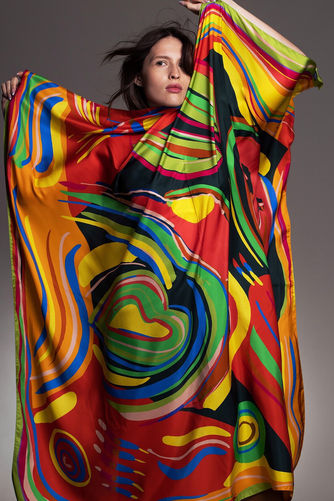 Printed Silk Multicolored Pareo, Big Square Designer Scarf Sized 55 ...