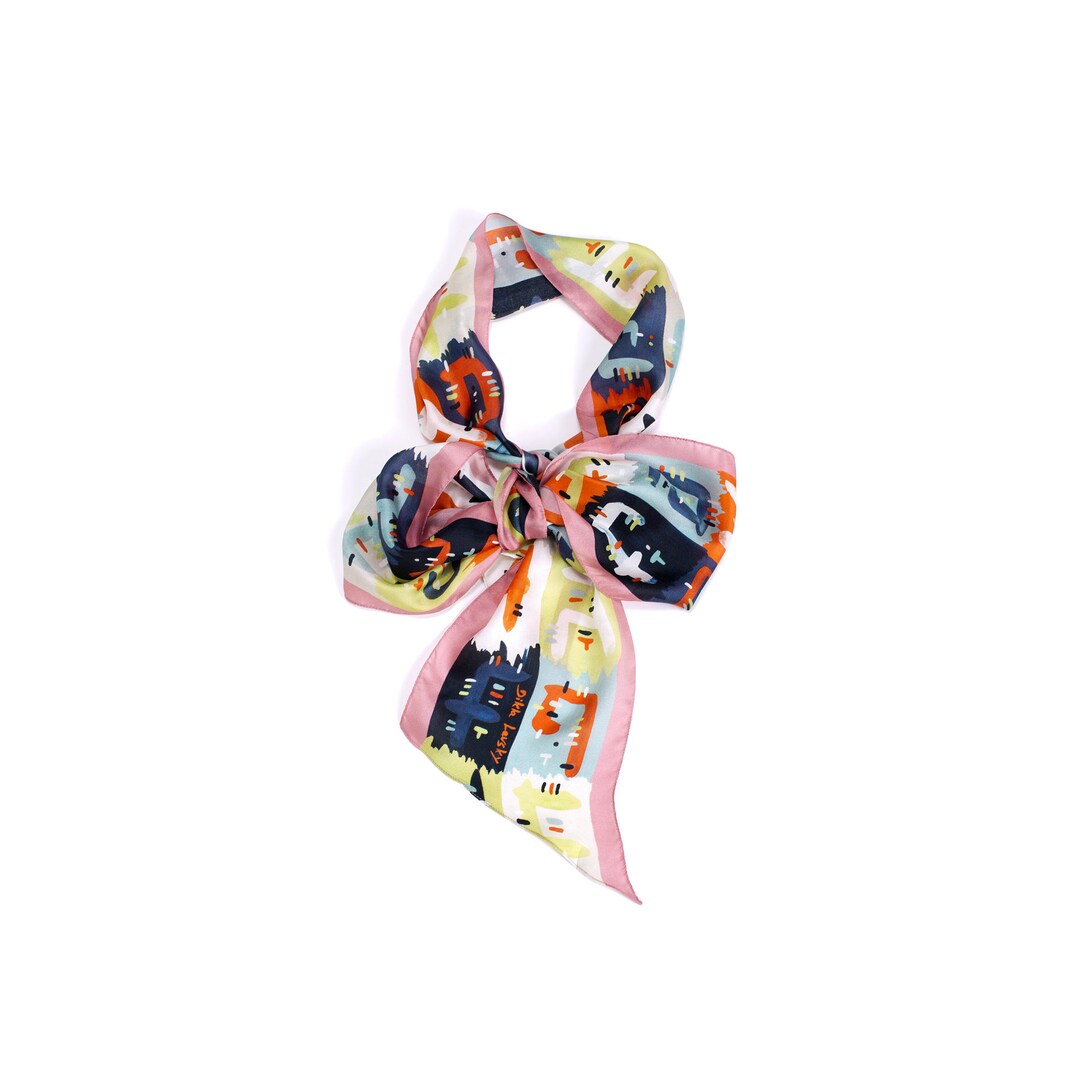 Rose Printed Small Silk Scarf, Light and Airy Summer Scarf, Colorful ...
