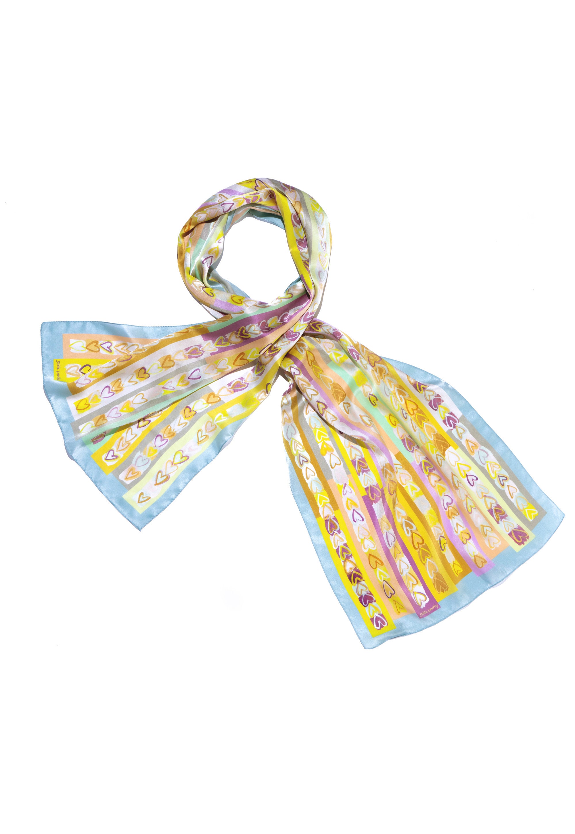 Printed Silk Scarf With Romantic Hearts in Soft Colors - Etsy