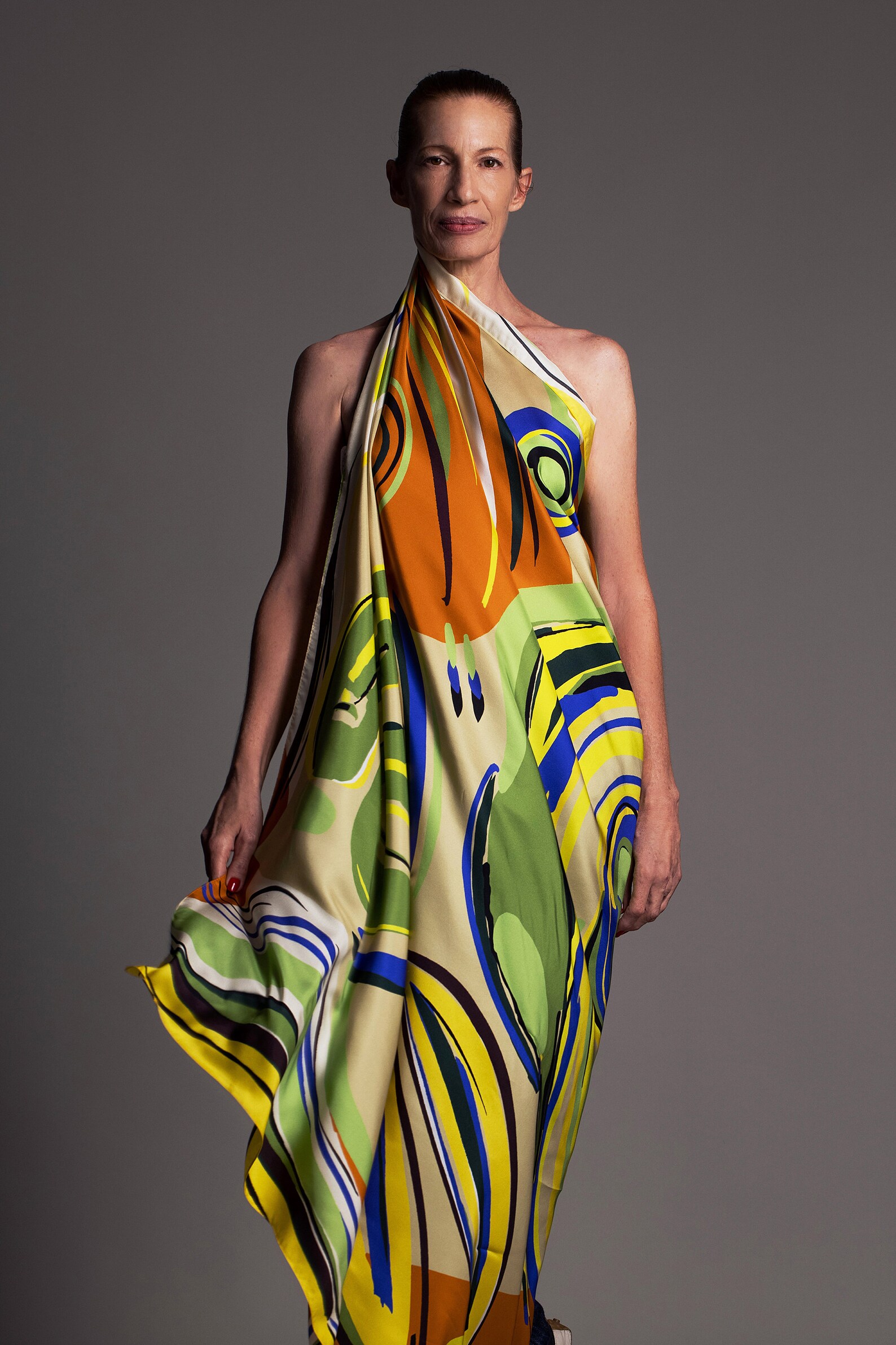 Printed Silk Multicolored Pareo, Big Square Designer Scarf Sized 55 ...