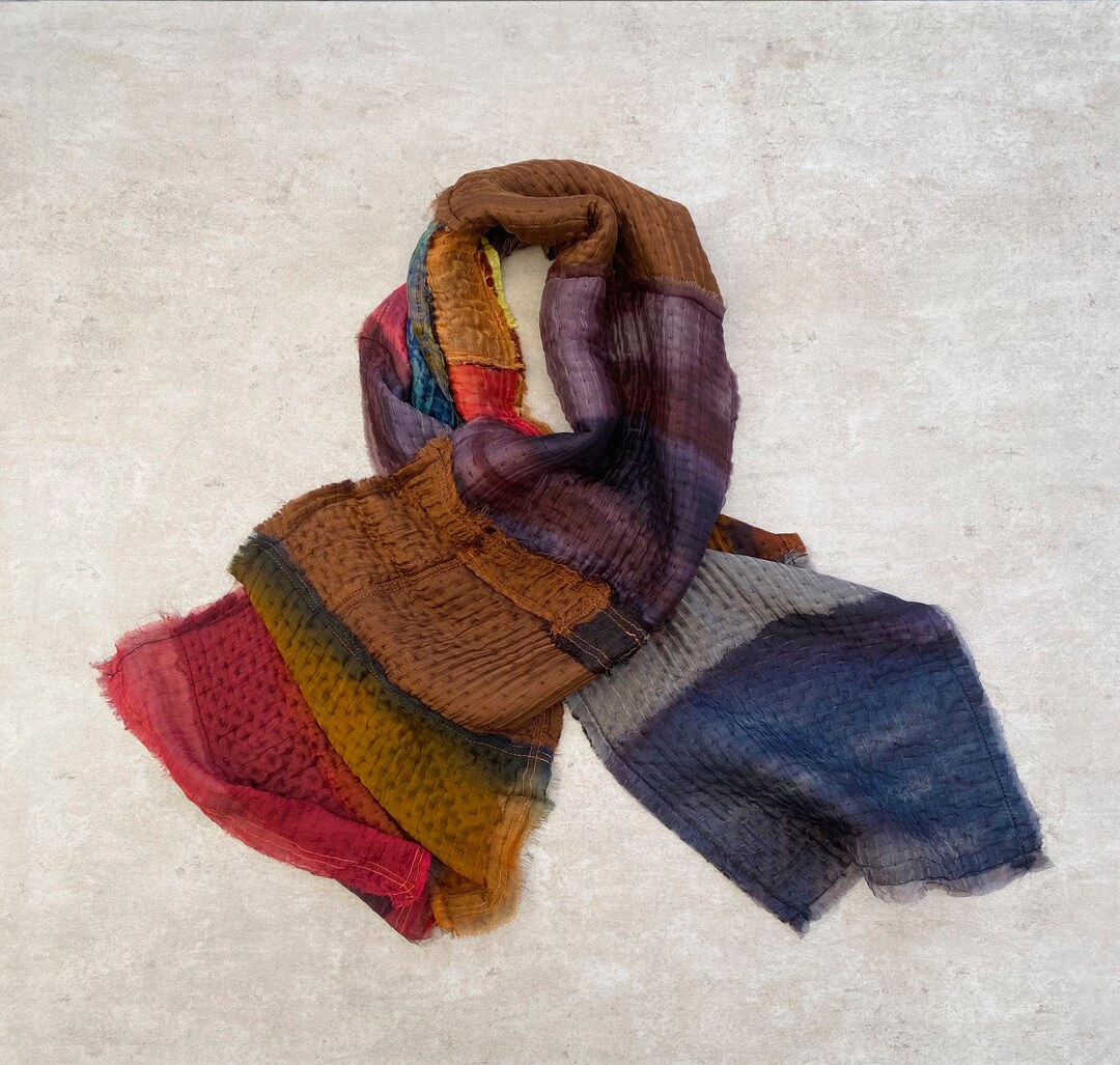 Handmade Patchwork One of a Kind Shawl From Silk and Wool, Boho Hand ...