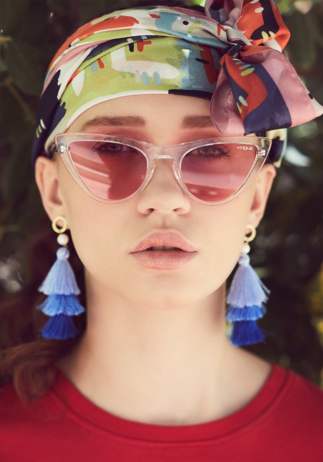 Printed Head Scarf, Pink Light and Airy Summer Scarf, Colorful Skinny ...