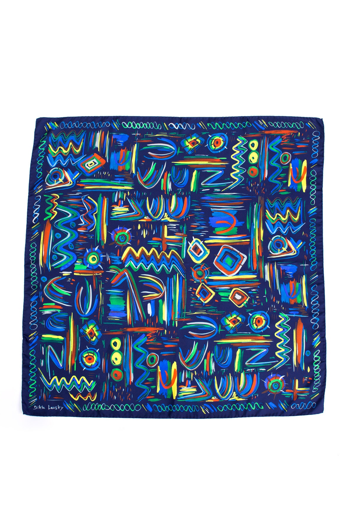 Blue Printed Square Silk Twill Scarf - Etsy