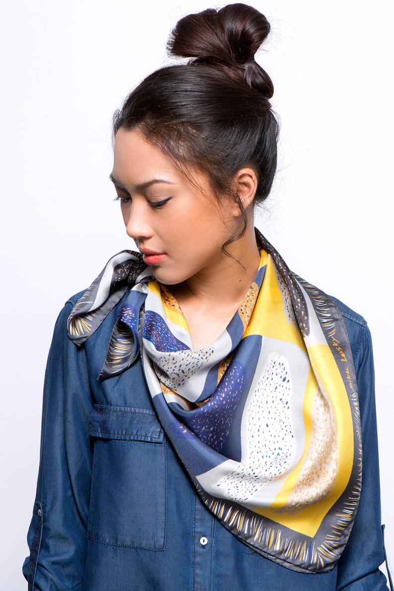 Silk Twill Printed Square Scarf Luxurious Classic Scarf Made - Etsy