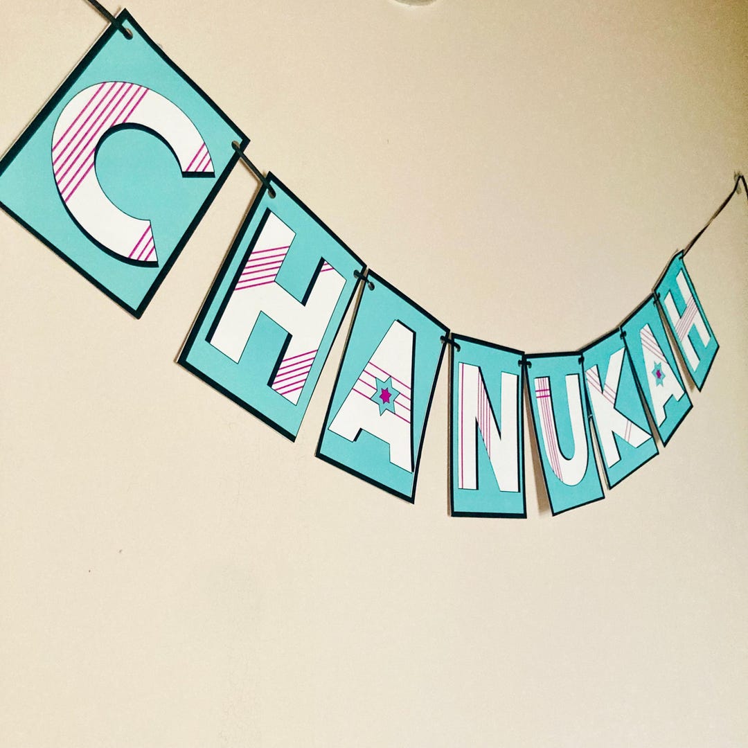 Chanukah Bunting Garland, Hanukkah Decorations, Modern Jewish Design ...