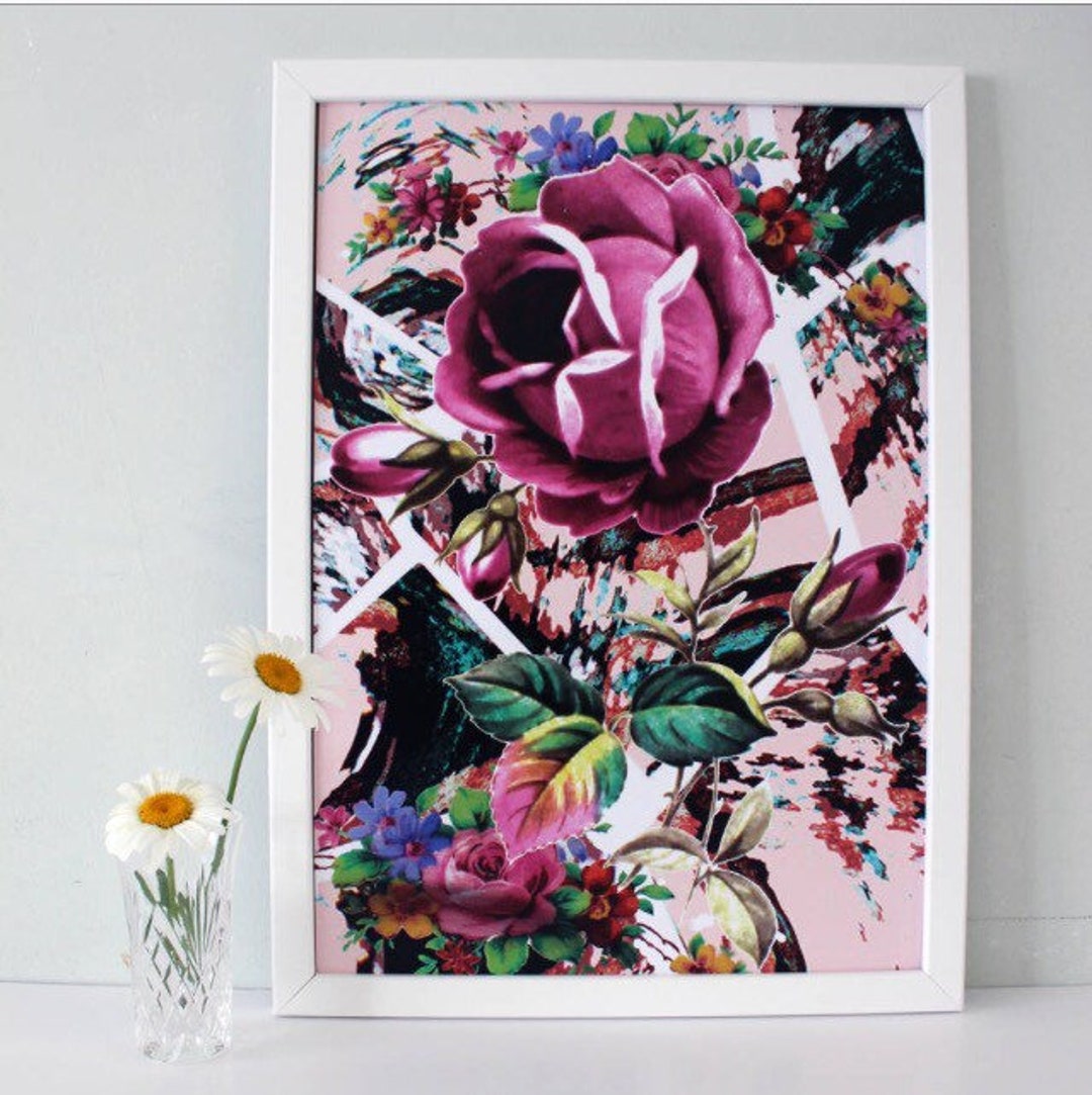 Pink Rose Floral Art Print, GALLERY WALL, Flower Print A4, A3 Print - Etsy