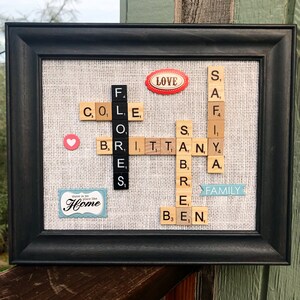 Family Rustic Scrabble Tile Letter Frame Board Decor! Free Shipping! - Etsy