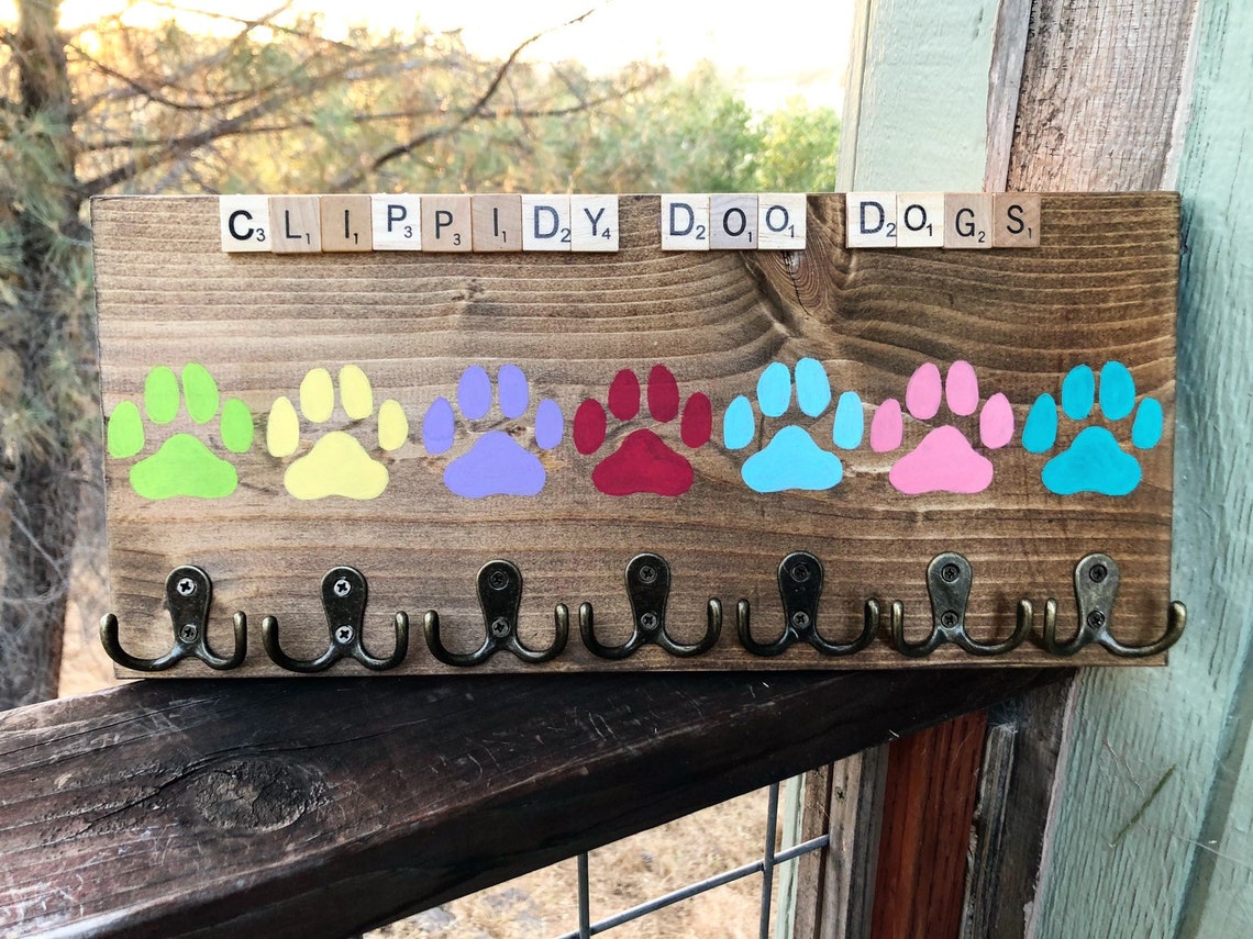 Dog Leash Rack Mason Jar Treat Holder Plaque Decor Rustic - Etsy