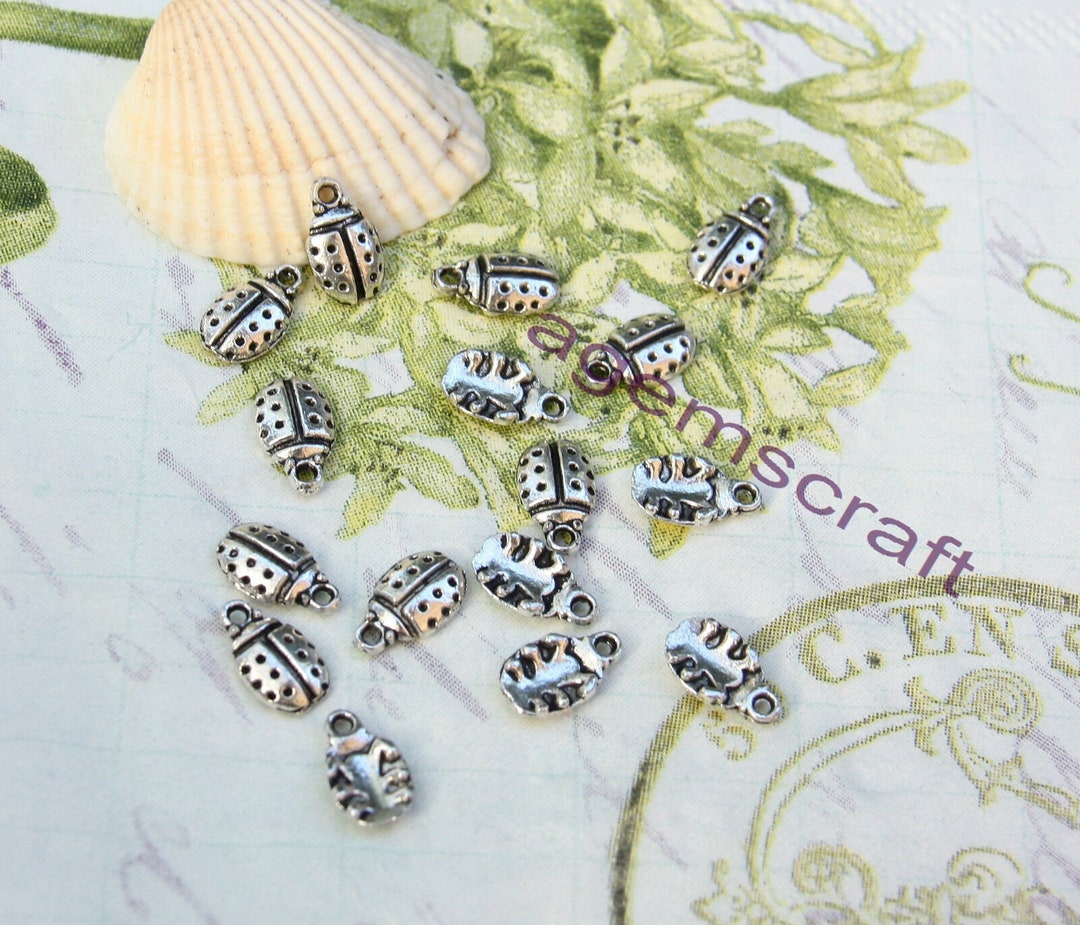 12 Cute Ladybug Ladybird Silver Tone Charm Beads 12x7mm - Etsy