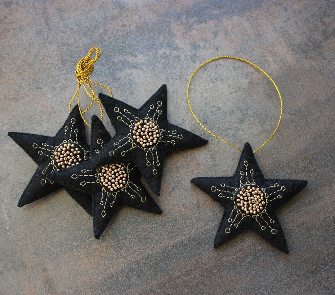 Felt Star Ornament, Wool Felt Stars, Set of 6, Guest Favor, Christmas ...